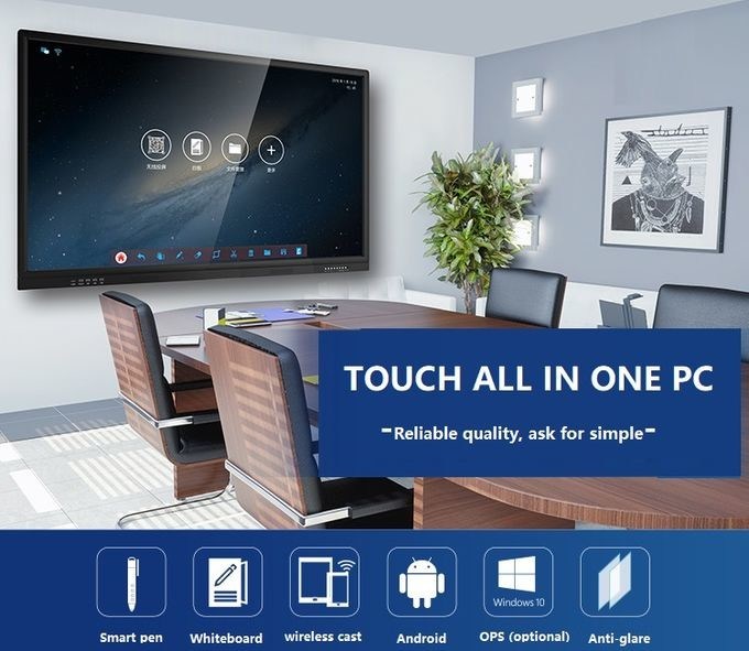 Wall Mount Interactive Flat Panel Display , Smart Interactive Panel 8ms ...
