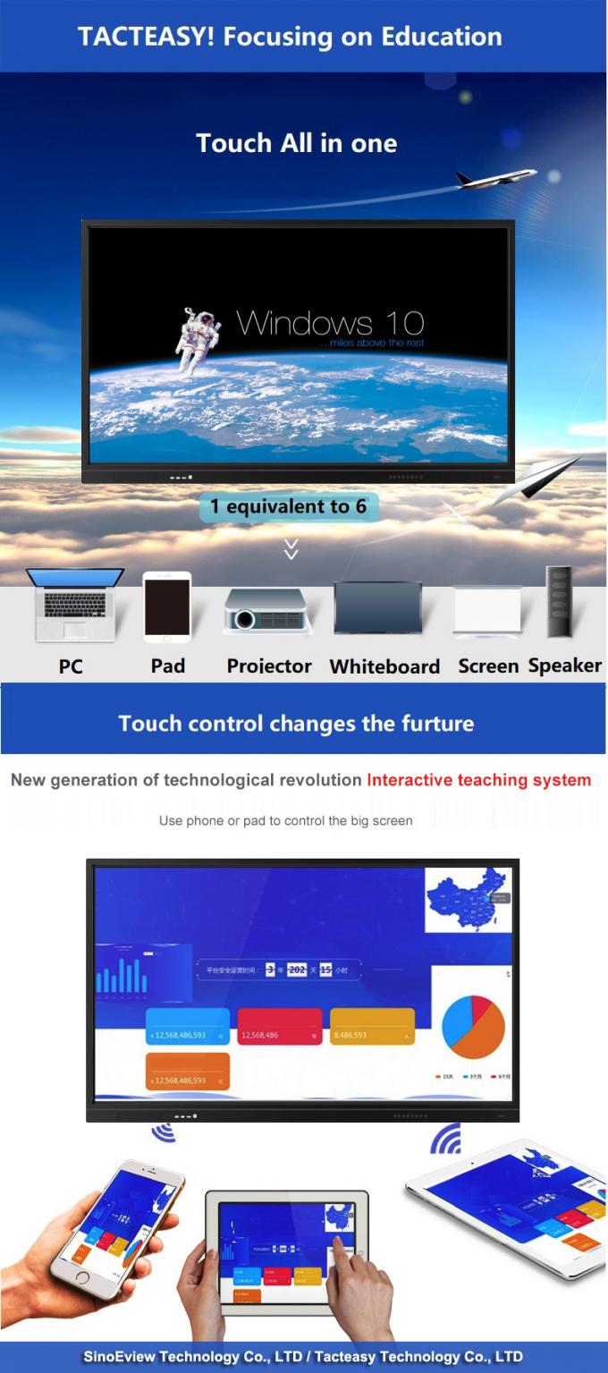 High Brightness Large Touch Screen Tv Monitor , 75 Inch Interactive Lcd ...